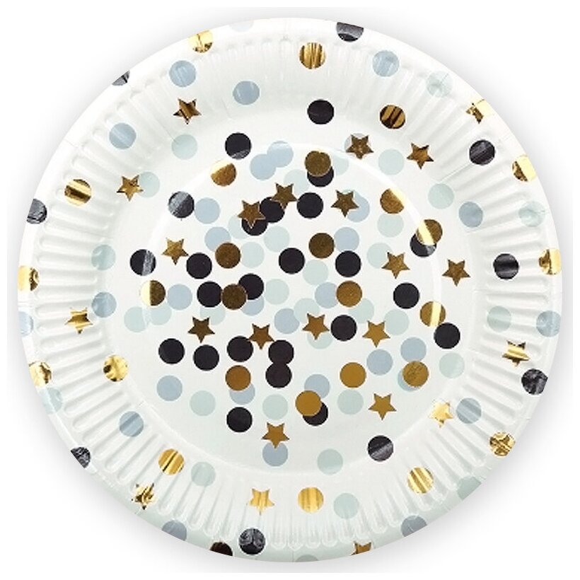 Тарелки (7'/18 см) Конфетти, Белый, 6 шт.