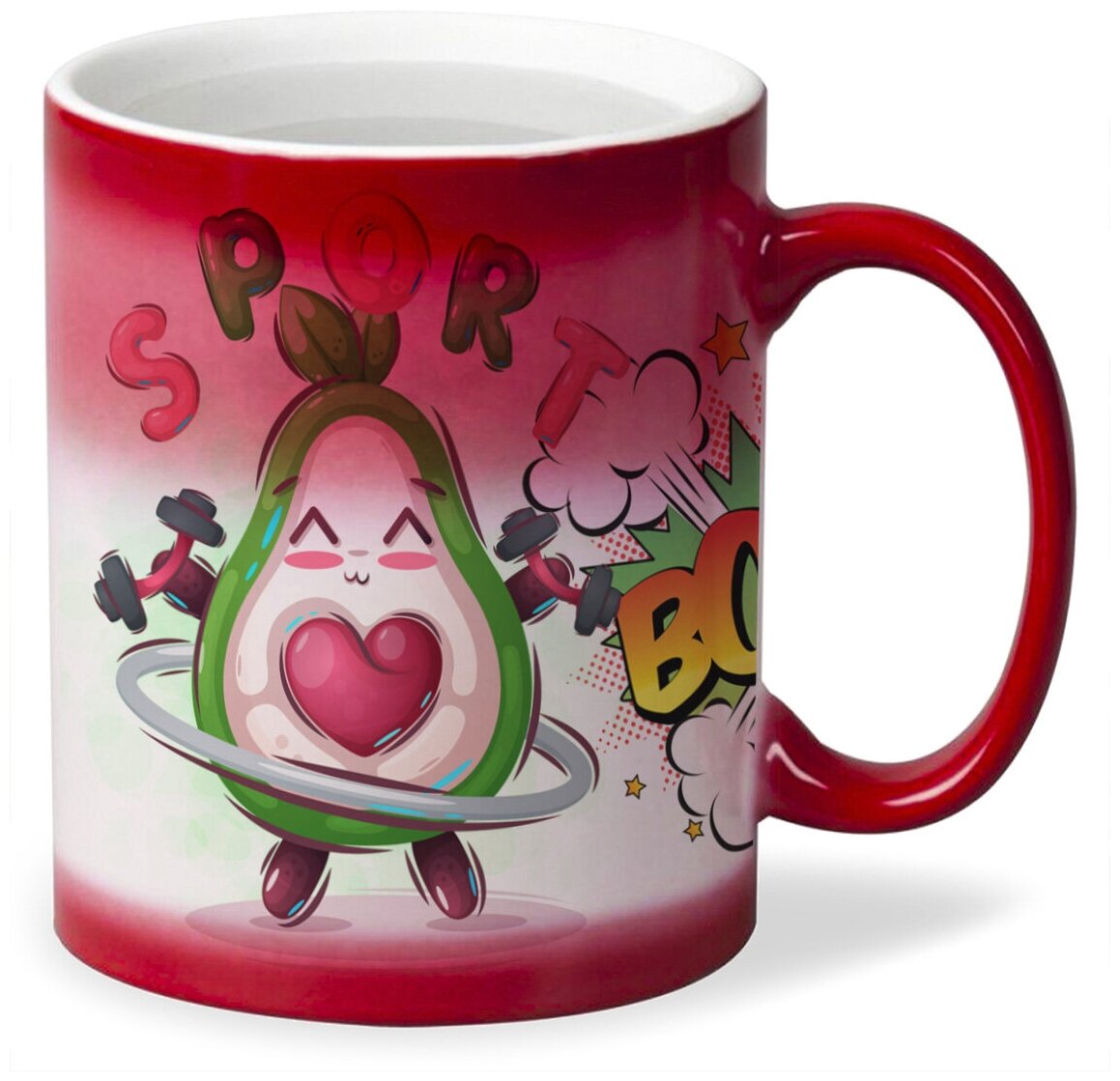 Кружка хамелеон красный CoolPodarok Два Авокадо (бум)