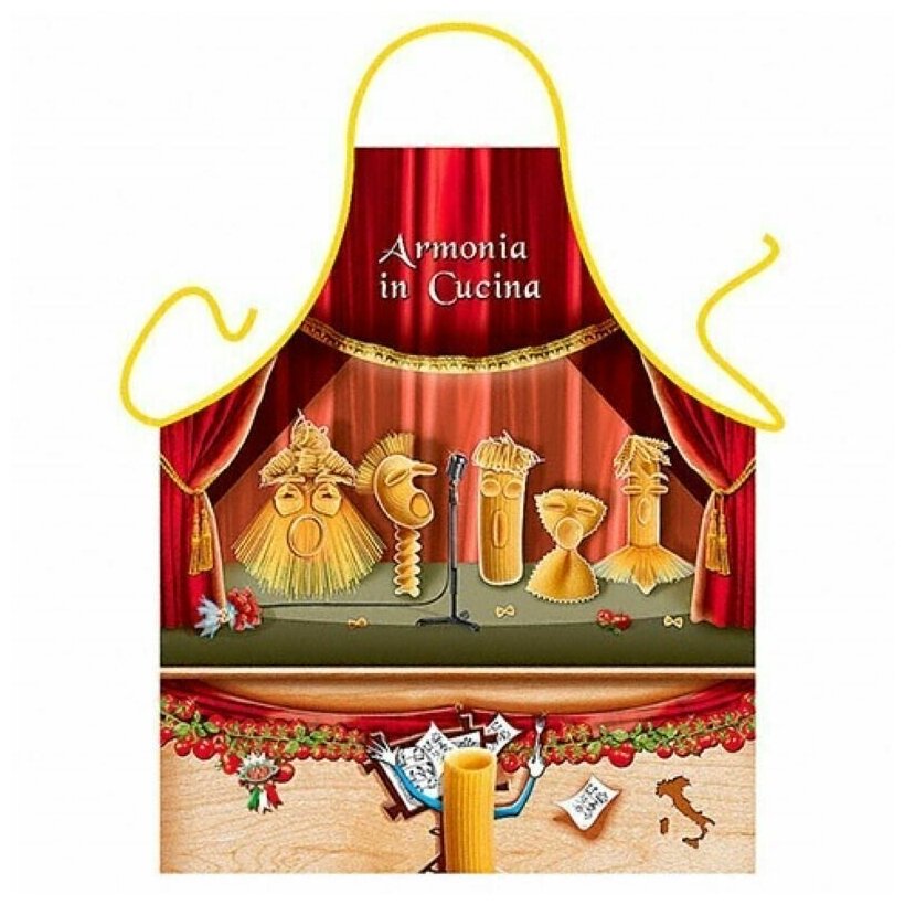 Фартук кухонный Театр, рабочий, для повара, на завязках, с водооталкивающей пропиткой, с приколом 57х75 см, ITATI