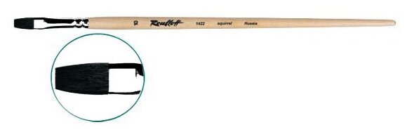 Кисть белка плоская 4 на длинной ручке, покрытой лаком Серия 1422 ЖБ2-04,02Б