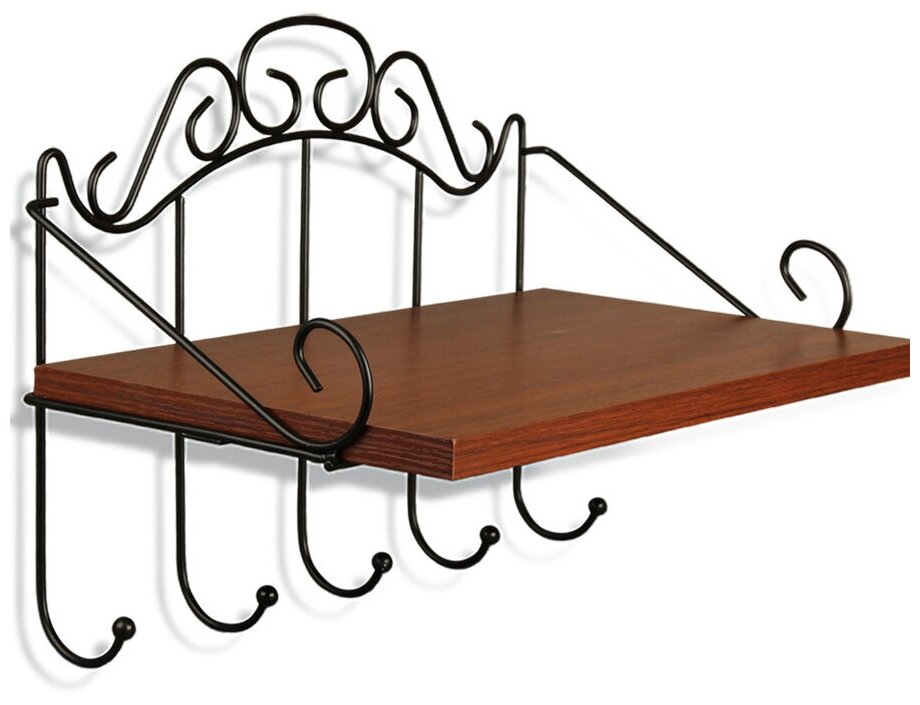Вешалка-полка Sheffilton Грация 669, с крючками, ЛДСП, дуб/черный, 27 см x 38 см x 2 см