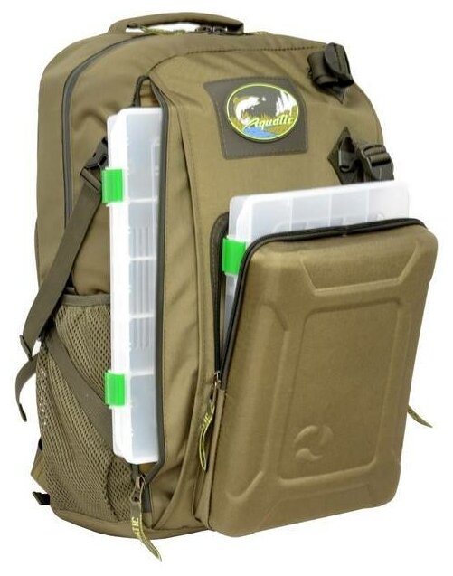 AQUATIC Рюкзак рыболовный с коробками fisherbox Aquatic РК-02, хаки