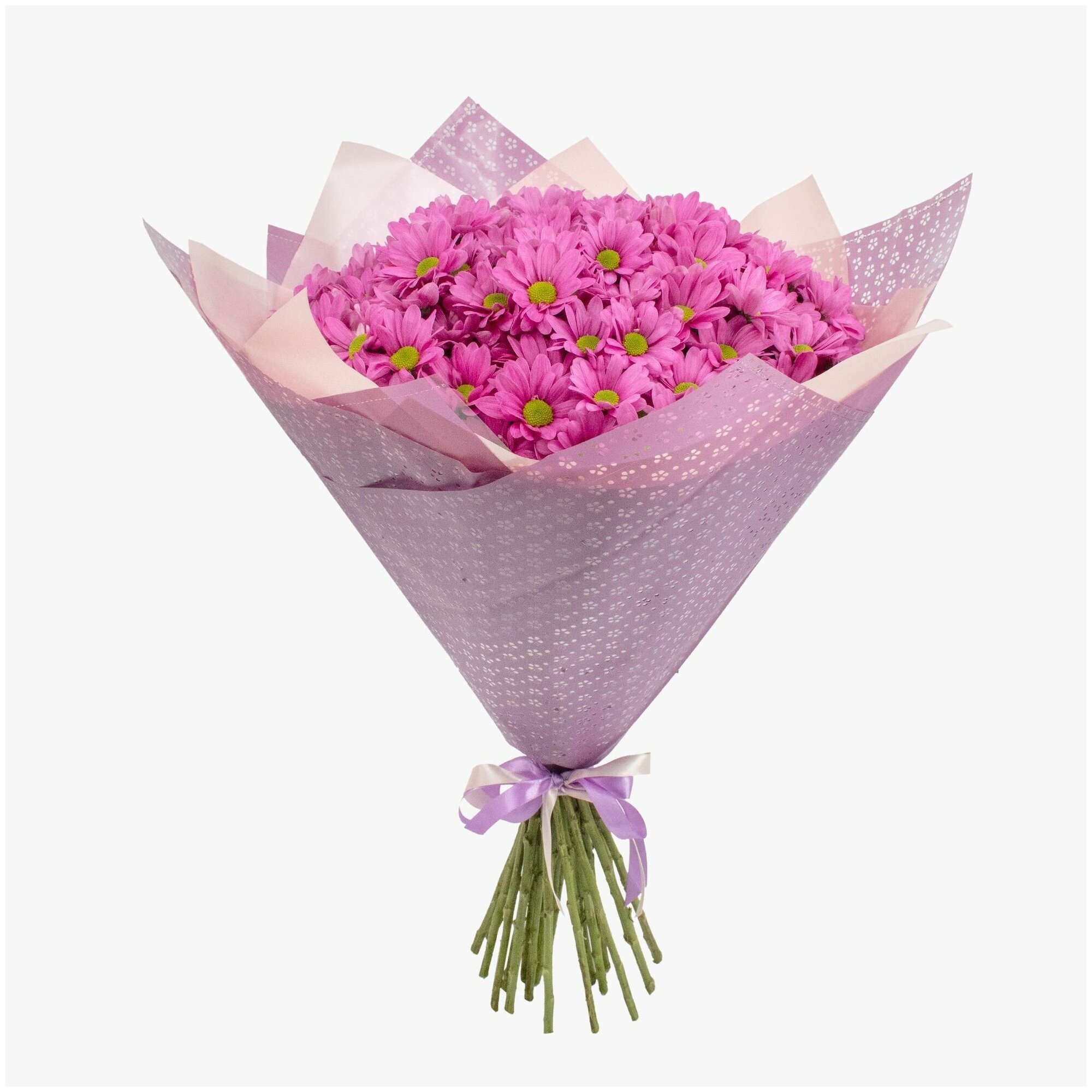 Букет 21 розовая кустовая хризантема