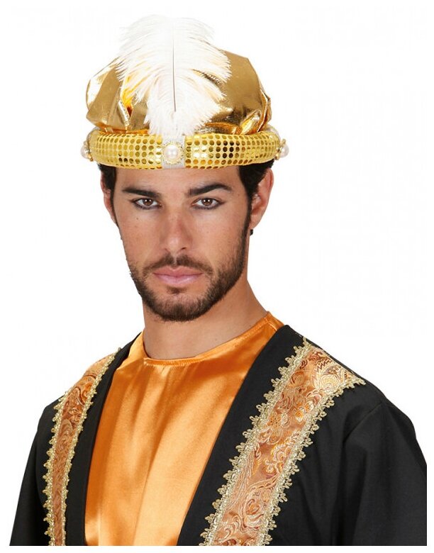 Чалма "Султана" размер 57, длина пера 16 см. (Цв: Золотой Размер: 57)