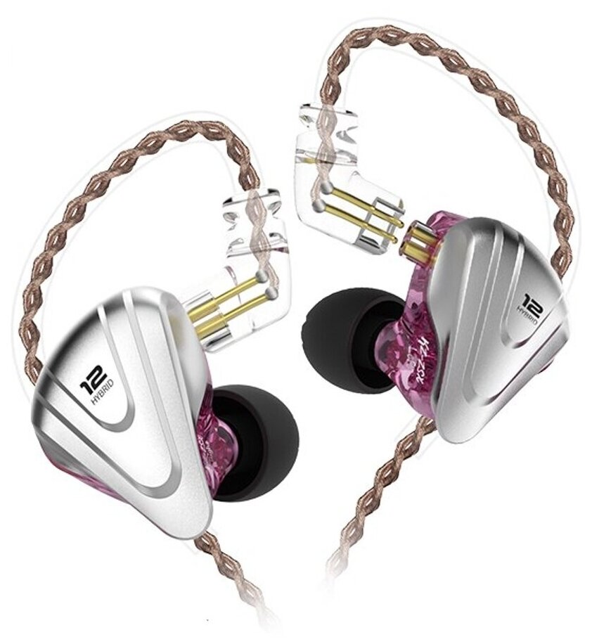 Гибридные наушники KZ ZSX фиолетовые без микрофона