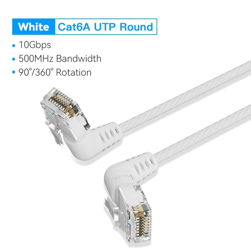 Vention CAT6A Ethernet кабель 10 Гбит/с 360 Rotation White, 1M