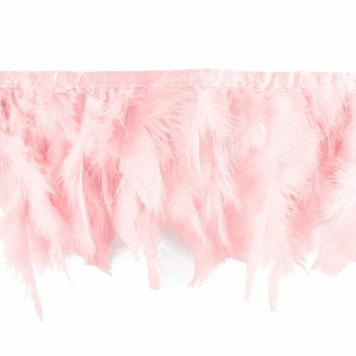 Бахрома для отделки из перьев курицы (1м.83см.) ширина-15см. 003 св. розовый