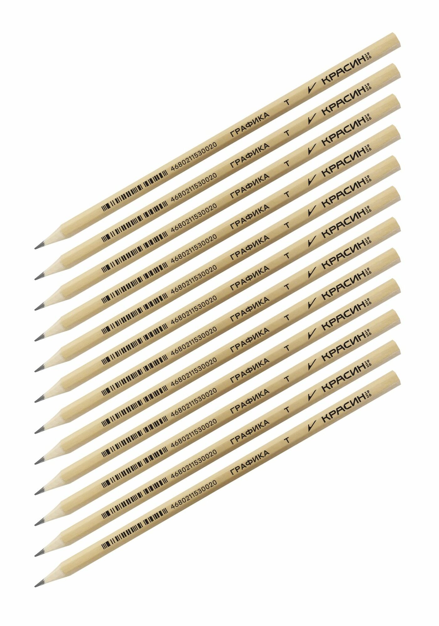 Набор 12 шт. - Карандаш ч/г Красин "Графика" Т (Н), заточен.