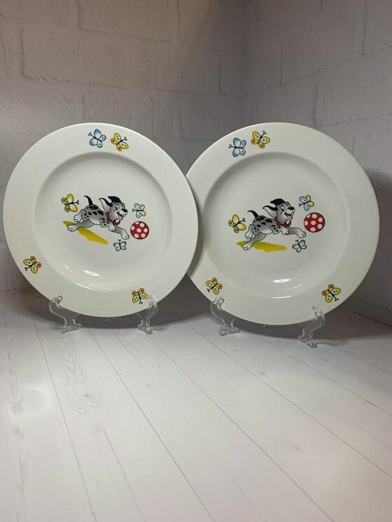Детская тарелка глубокая Щенки 2 штуки Гладкий край