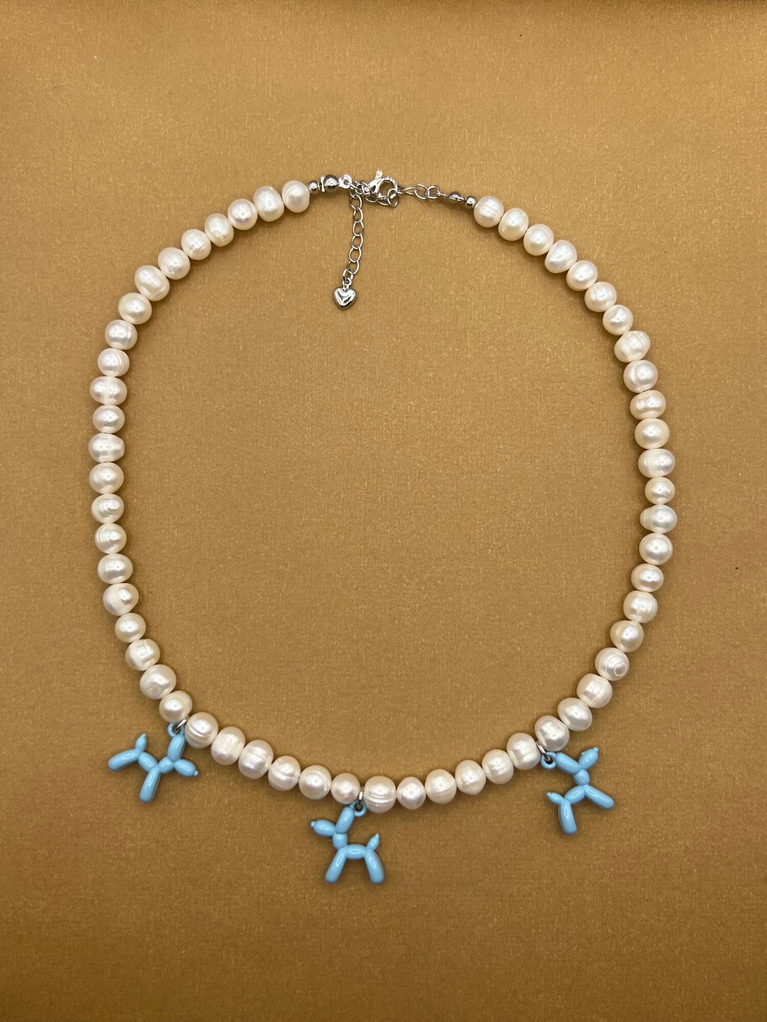 Колье, эмаль, металл, жемчуг пресноводный