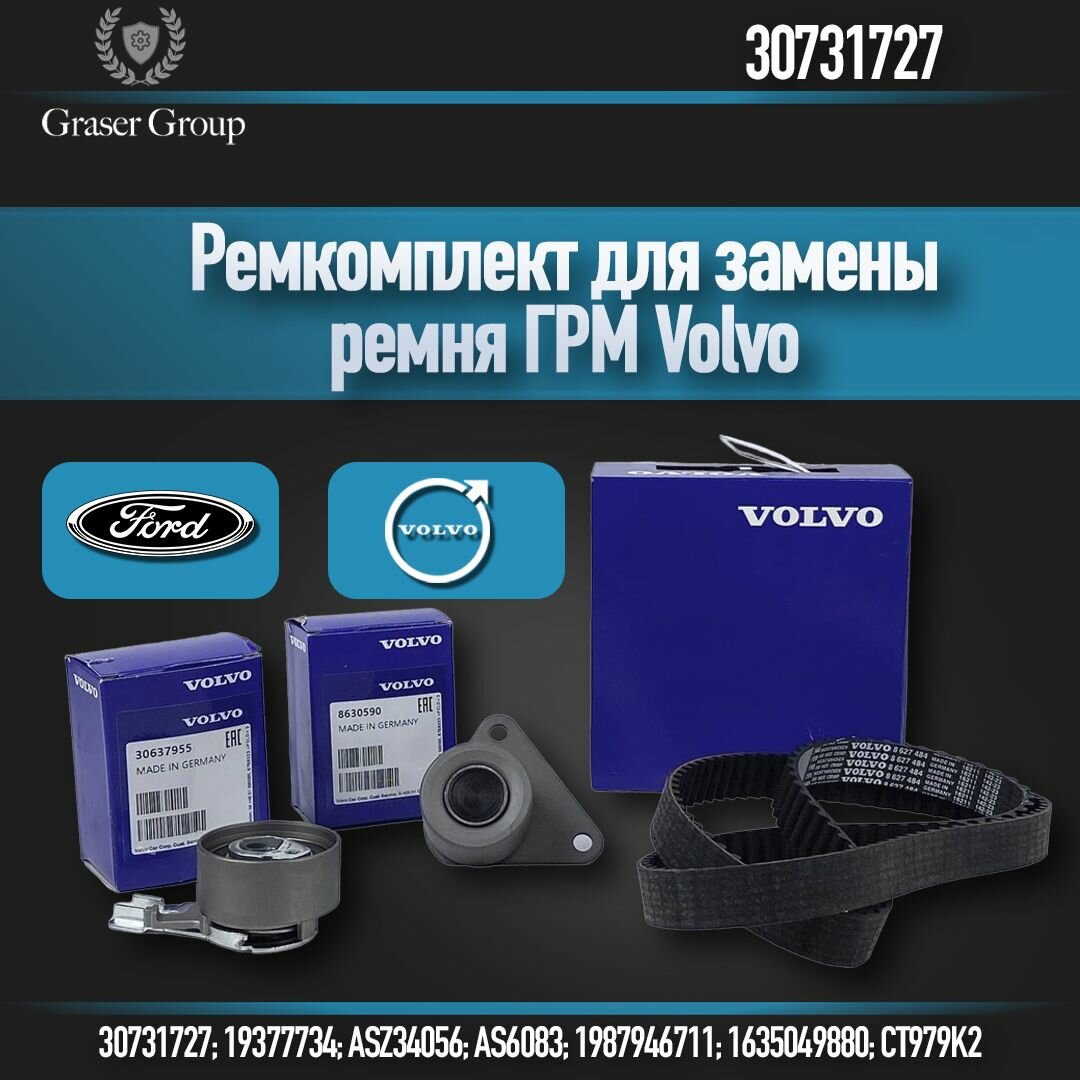 Комплект ремня грм volvo 30731727 — купить по низкой цене на Яндекс Маркете