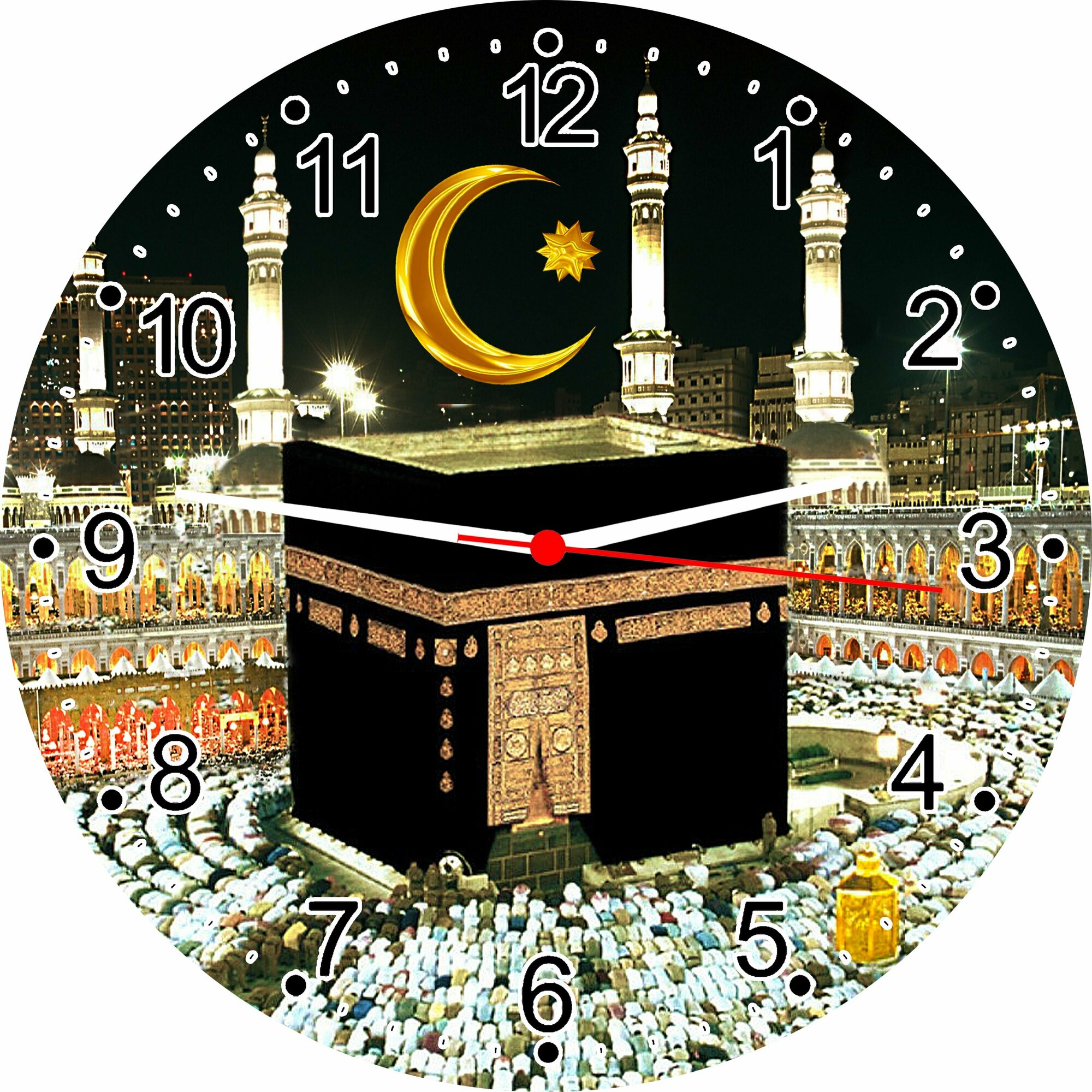 Кааба - Моя любовь, Часы настенные и настольные с подставкой в комплекте D-27 см, из древесины прессованной МДФ 5 мм, бесшумные С уникальной фотографией священной Каабы Мекка