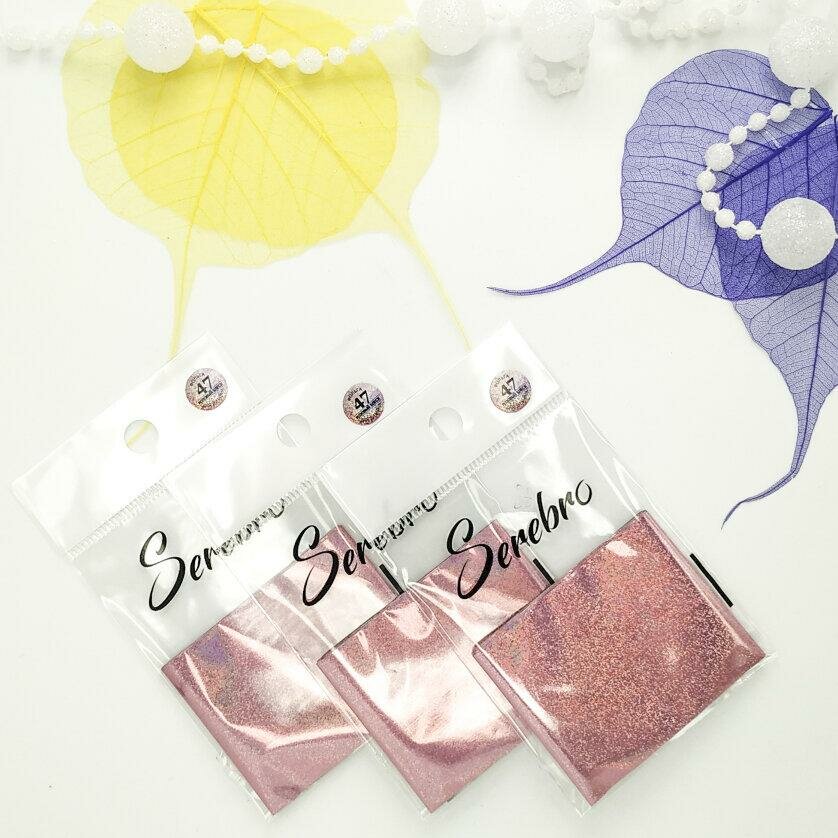 Фольга для дизайна ногтей фирменная Serebro №47 (Розовый блеск), 50 см