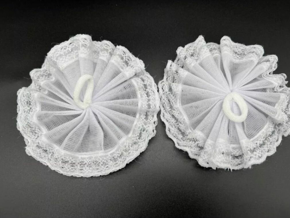 Банты белые школьные d16см, комплект 2 шт