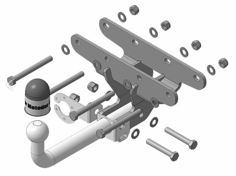 Фаркоп для Jeep Wrangler 2007- (без электрики, паспорт и сертификат в комплекте) Motodor.95201-A