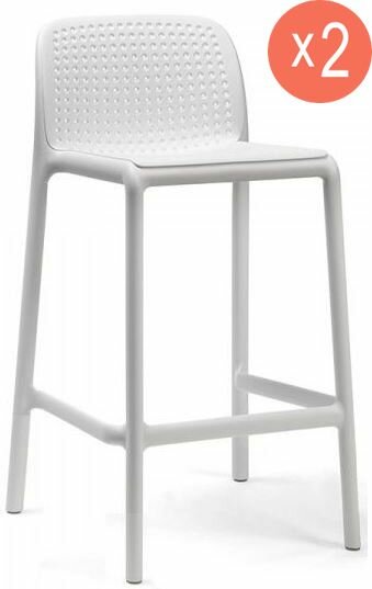 Комплект из 2-х полубарных стульев NARDI Lido Mini со спинкой, для кухни, высота сиденья 65 см, цвет белый