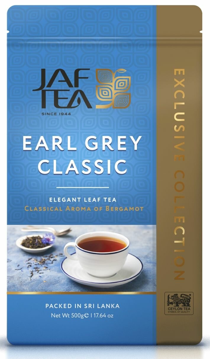 Чай чёрный JAF TEA "Earl Grey" листовой, с ароматом бергамота, 500 г. в мягкой уп.