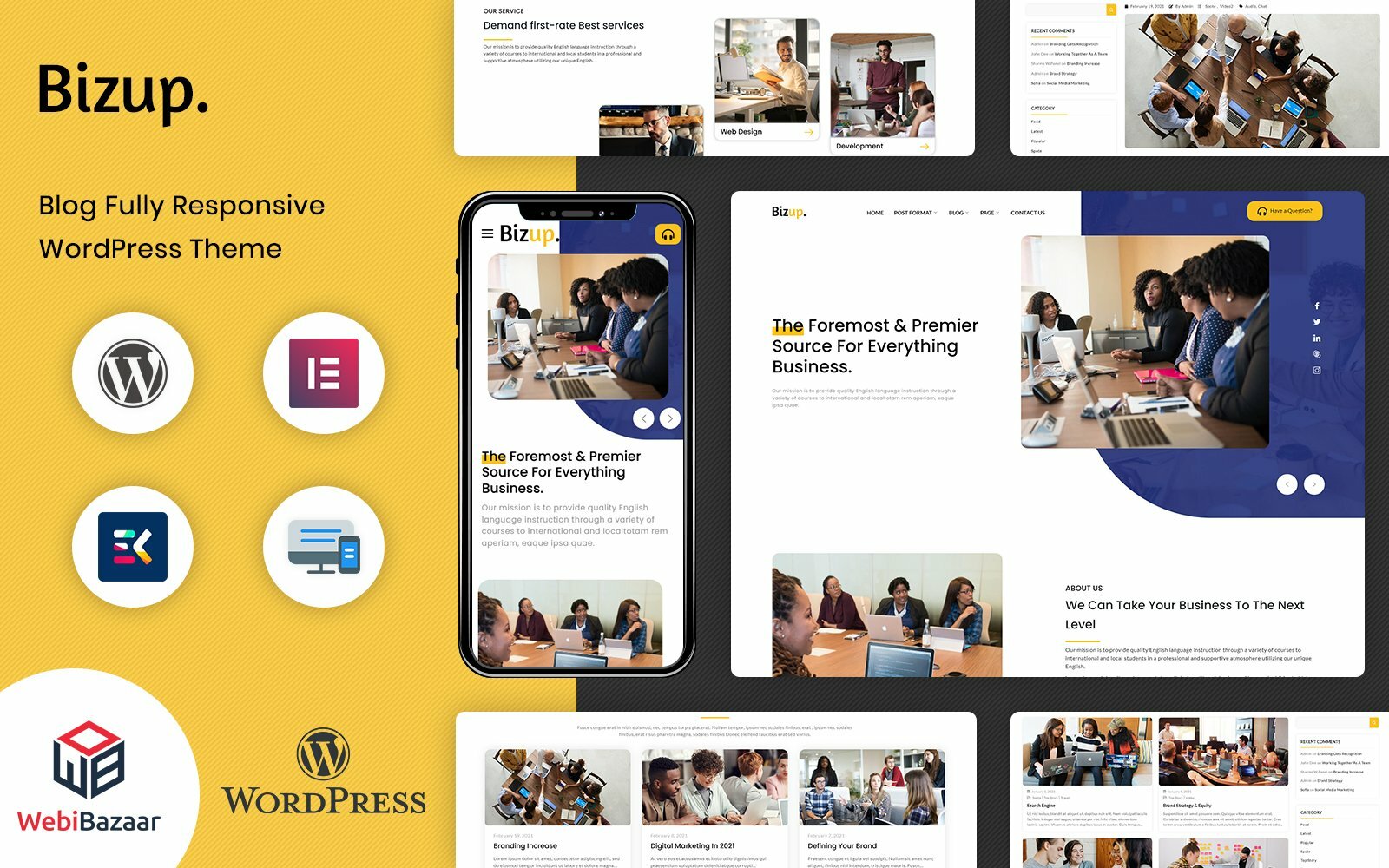 Подарочный сертификат на Шаблон для сайта Вордпресс с демоконтентом Bizup - Multipurpose Business Consulting Elementor WordPress theme Theme WordPress