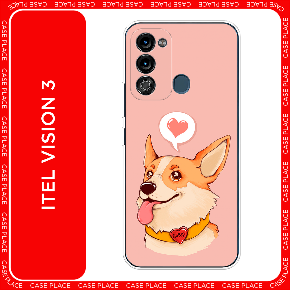 Чехол на Itel Vision 3 / Ител Визион 3 с принтом Корги язык