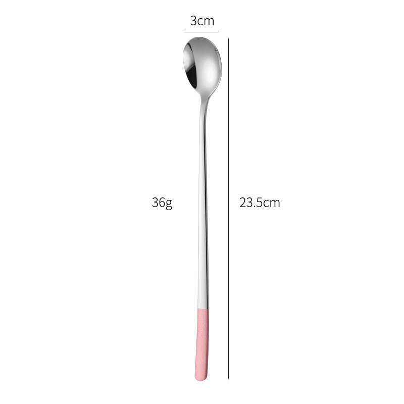 304 ложка из нержавеющей стали корейский стиль длинная ручка ложка для льда Бар Ложка для смешивания высокая цветовая
