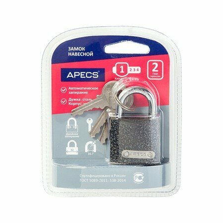 Замок навесной Apecs (Апекс) PD-01-32-Blister