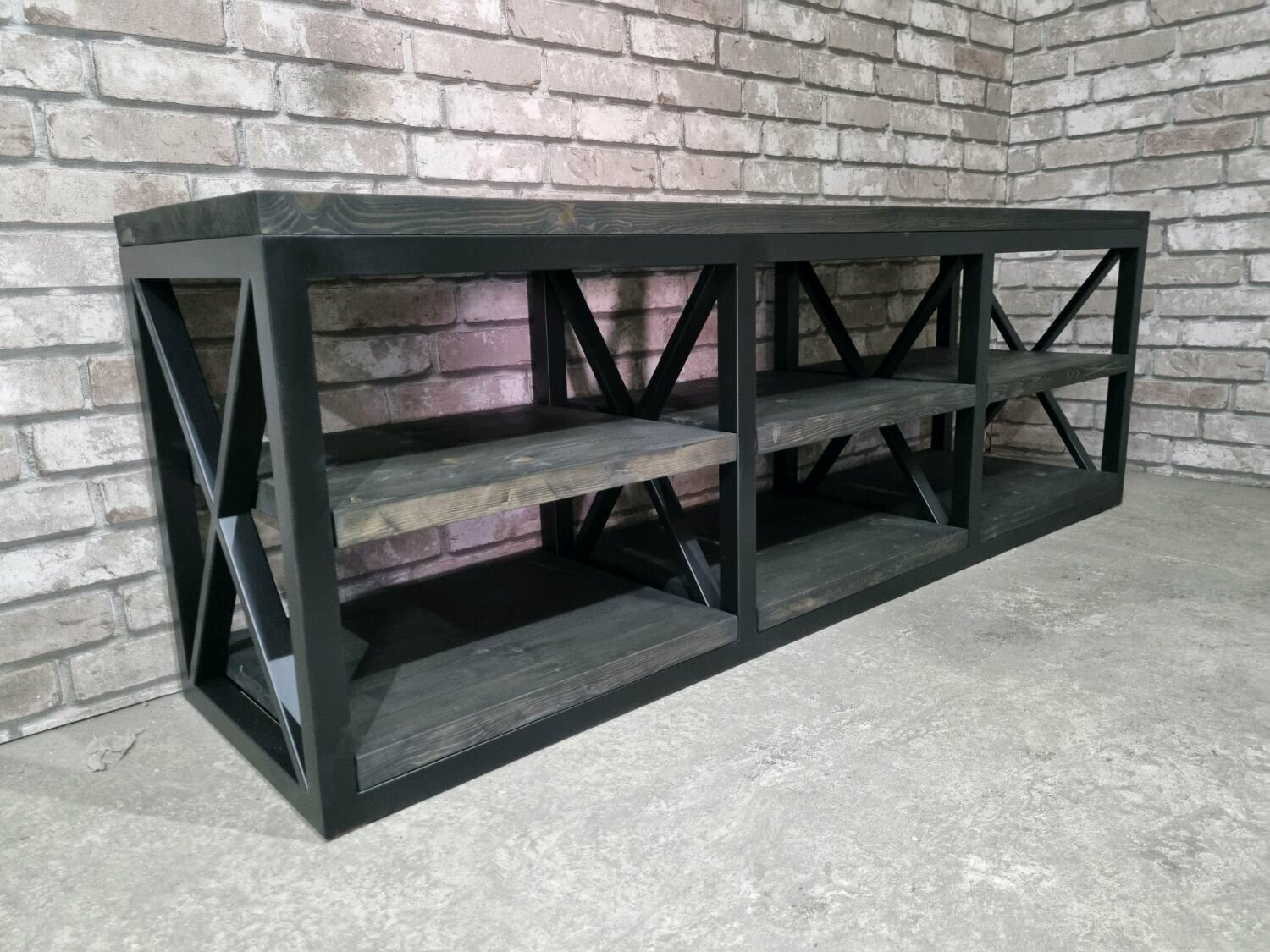 Тумба "EasyLOFT" в стиле лофт под телевизор, в гостиную, для дома и офиса, 250х40х55 см.