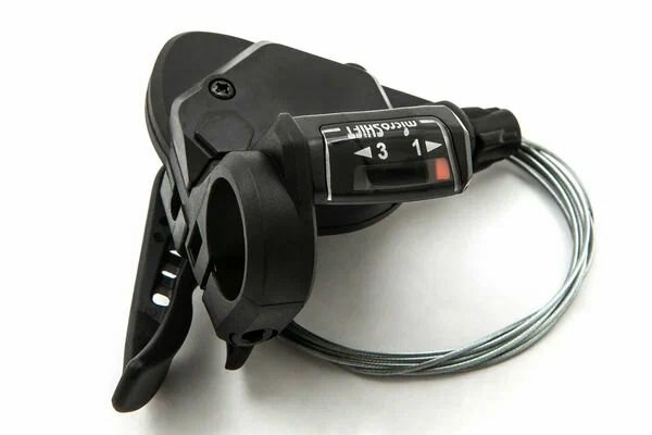 Рукоятка переключателя скоростей левая Microshift TS38-3L, 3 ск. (тросик в комплекте)