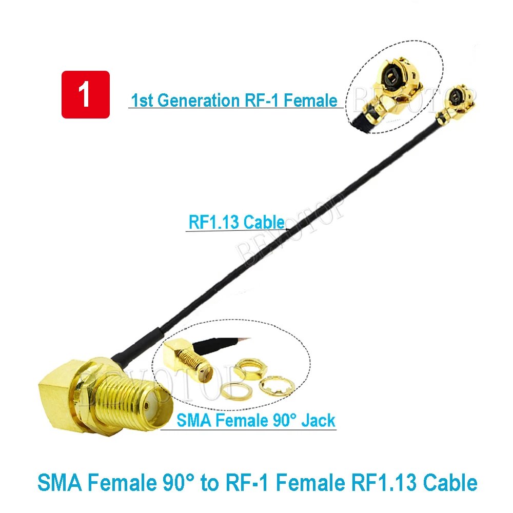 BEVOTOP 2 шт. кабель SMA - UFL для антенны Wi-Fi 5CM, SMA F90 to RF-1F