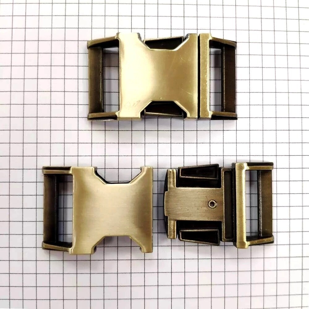 Застежка, Фастекс металлический под ленту 25 мм, 6 штук, бронзового (коричневого) цвета