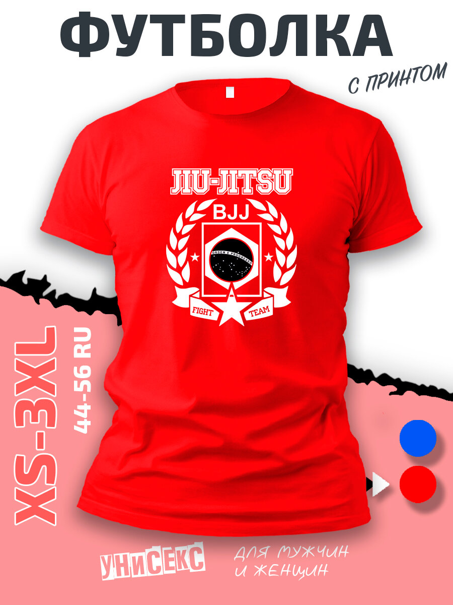Футболка с принтом надпись jiu jitsu и флаг Бразилии