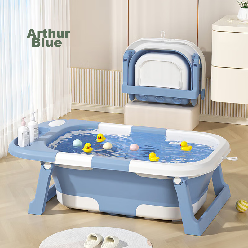 Xiaoharen Foldable Baby Bathtub, Sit Or Lie Down, Foldable for Infants And Newborns, Temperature-Sensitive, Yaser Blue