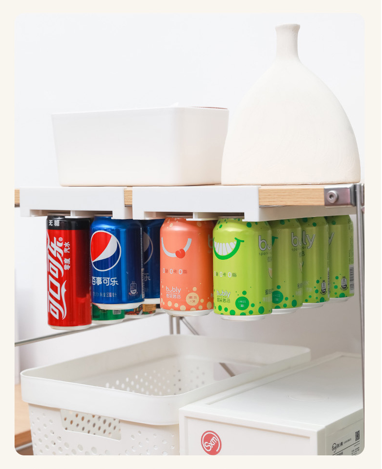 Органайзер держатель Mypads для банок в холодильник. Подставка для банок с напитками. Пластиковая полка для хранения, контейнер, в кухонный шкаф