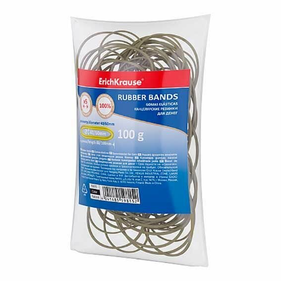 Резинка для денег Erich Krause 100 гр, 40.60 мм, цветная, в пакете (59815)