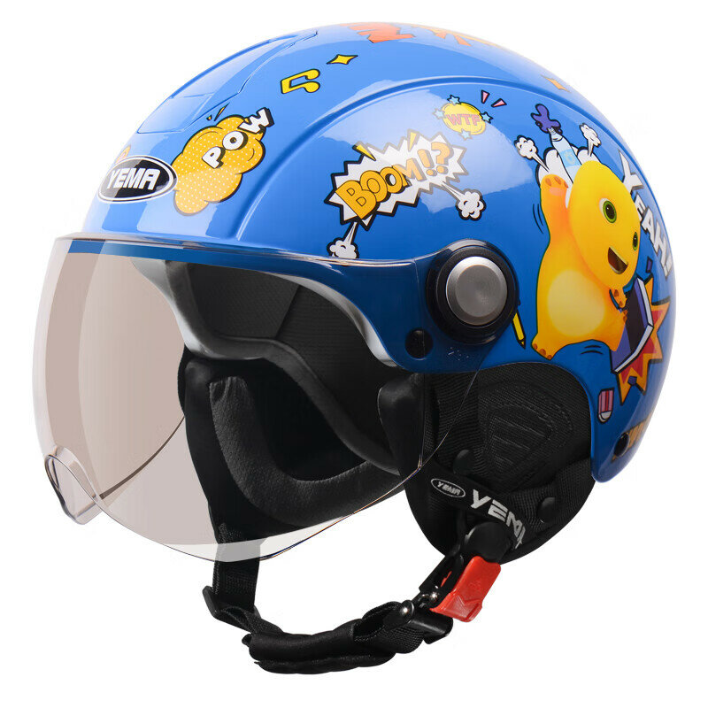 YEMA (YEMA) [Milk Dragon Co-branded] 3C Certified New National Standard 237S Children's Helmet Four Seasons Half Helmet for Boys and Girls Electric Vehicle Safety Helmet 3-12 Years Old Blue