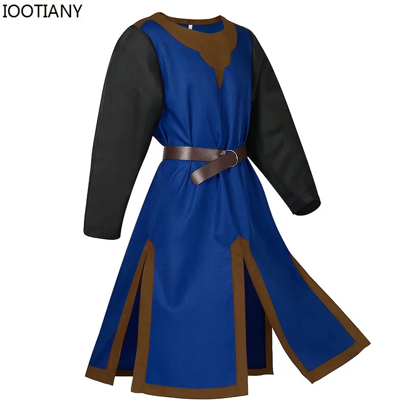 Средневековая туника тамплиера IOOTIANY Темно-синий, XL, F No Belt