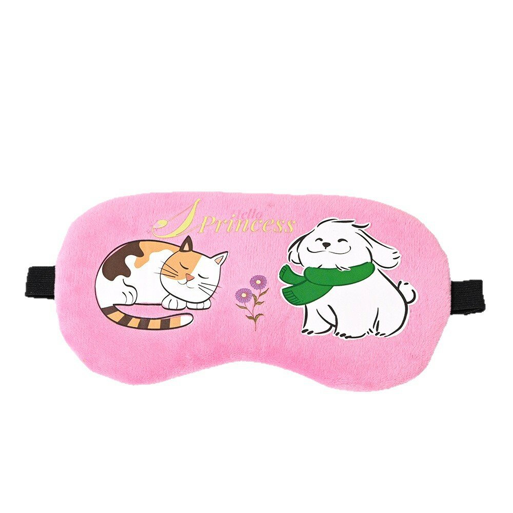 Милая маска для сна с котом и собакой, мягкая полиэстеровая мультяшная маска для сна с надписью «Привет, принцесса», удобная повязка на глаза для детей и взрослых, светонепроницаемая маска для сна, путешествий, снятия усталости глаз