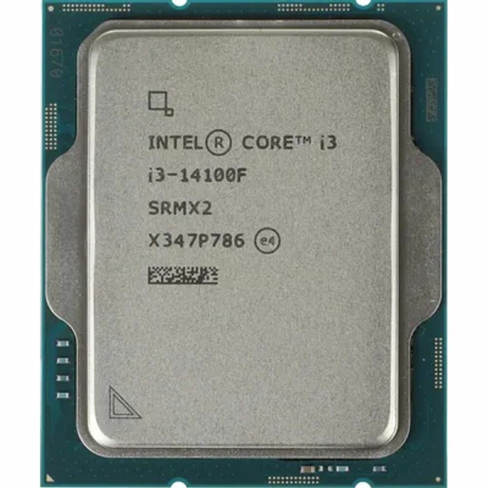 Процессор Intel Core i3-14100F OEM, 4 ядра, 3.5 ГГц (Turbo 4.7 ГГц), LGA 1700, кэш 12 МБ, DDR4/DDR5