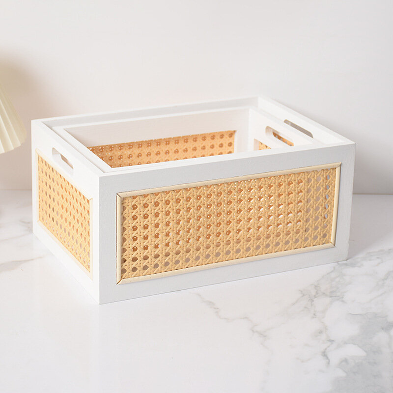 Имитация ротанга, плетеная корзина для хранения, корзина для игрушек в гостиной, корзина для хранения из массива дерева, домашняя корзина для детской комнаты, корзина для книг и косметики