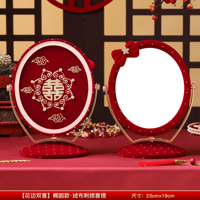 Зеркало для макияжа с кисточками, пара, красное, для невесты, свадебные принадлежности, коллекция для предсвадебного торжества