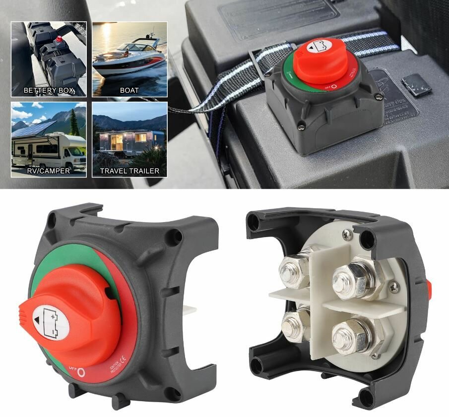 Выключатель аккумуляторов 600А 48V 24V 12V 2-позиционный размыкатель массы 4 контакта, для лодок, катеров, авто, квадроциклов