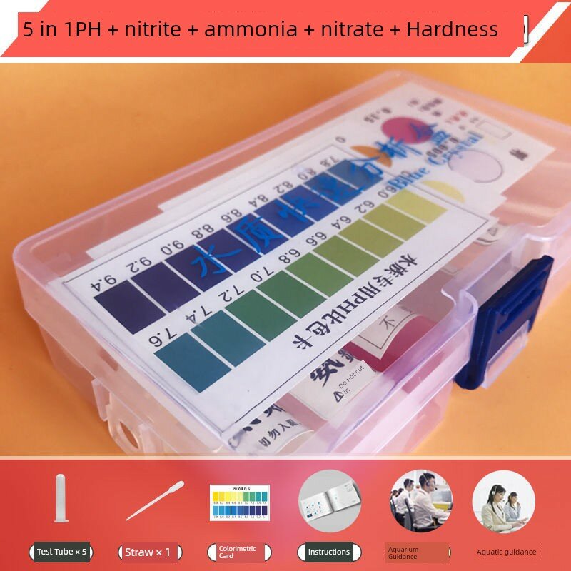 Набор для быстрого тестирования качества воды в аквариумах и аквакультуре: нитриты, аммиак, азот, pH, жесткость,