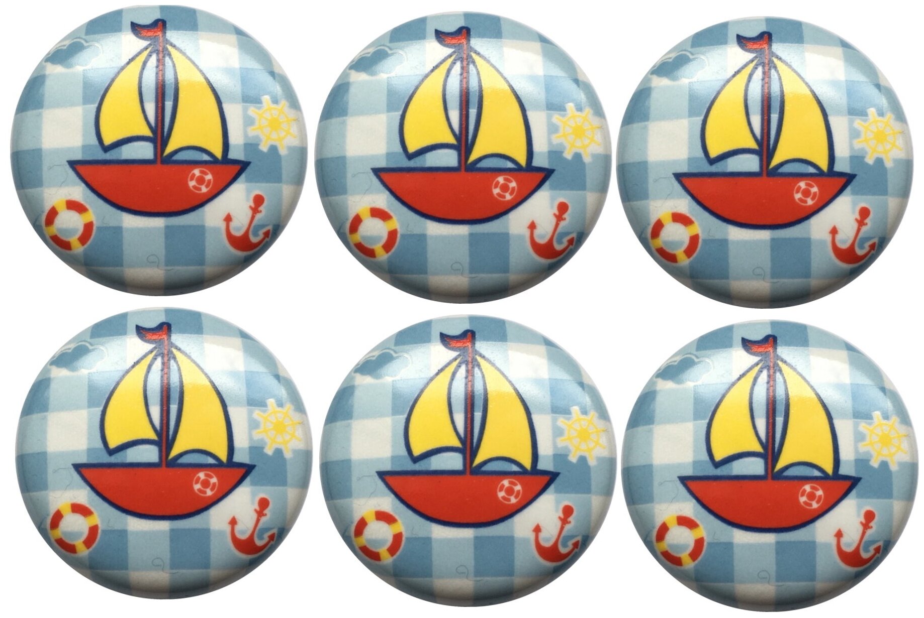 Ручки мебельные фарфоровые, ручной работы. Круглая с различными изображениями, покрытые глянцем. покрытые глазурью. 6 шт. + 6 шт. винтов