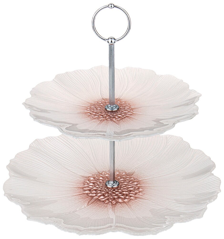 Этажерка 339-194 2х-ярусная белый цветок 21 см/28 см