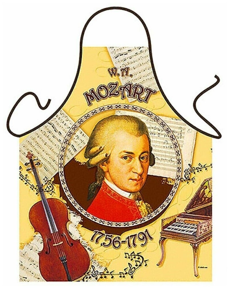 Фартук кухонный Моцарт, на завязках, с водоотталкивающей пропиткой, с приколом 57х75 см, ITATI