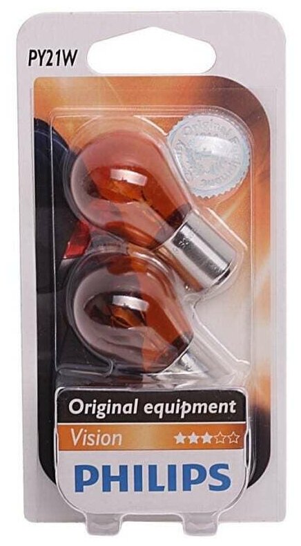 Автолампа, 2 шт. PHILIPS PY21W BAU15s YELLOW, 12V ,1,10 12496NAB2