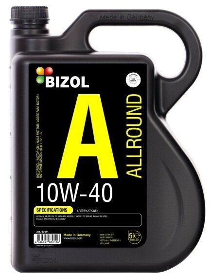 Моторное масло Bizol Allround 10W-40 HC-синтетическое 5 л