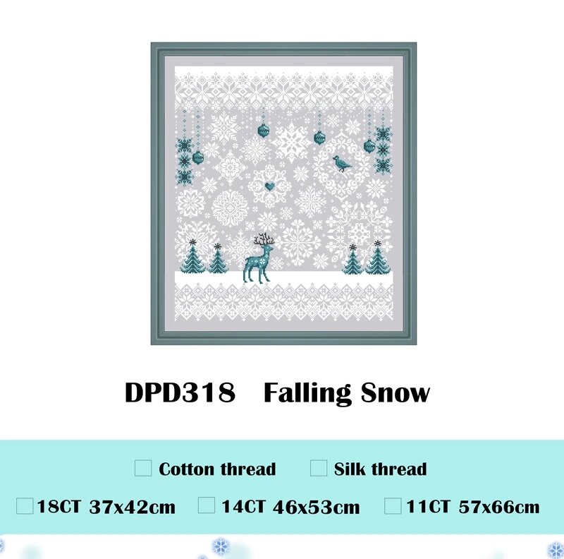 Наборы для вышивки крестиком «падающий снег», олень, аида, ткань 18 карат, 14 карат, 11 карат, серебристый холст, наборы для вышивки хлопковой нитью, набор для рукоделия «сделай сам»