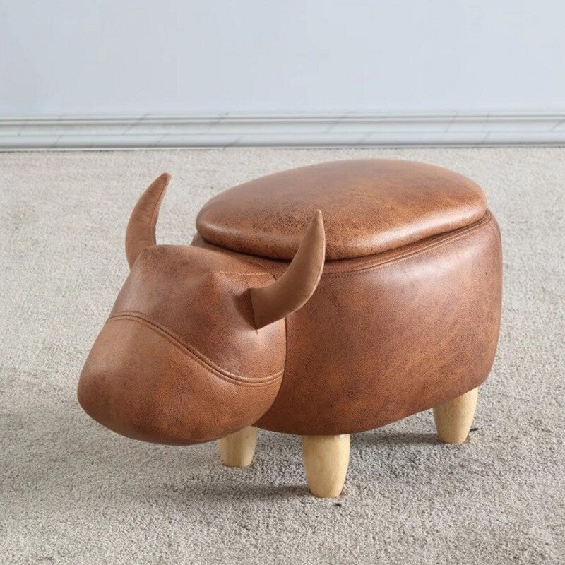 Пуфик бычок (коричневый, техническая ткань, с местом для хранения)