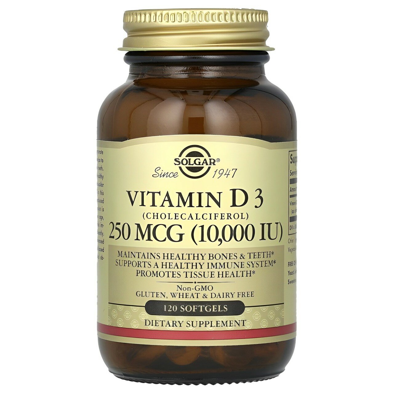 Капсулы SOLGAR Vitamin D3 (Cholecalciferol) 10000 IU, 10000 МЕ, 120 шт.