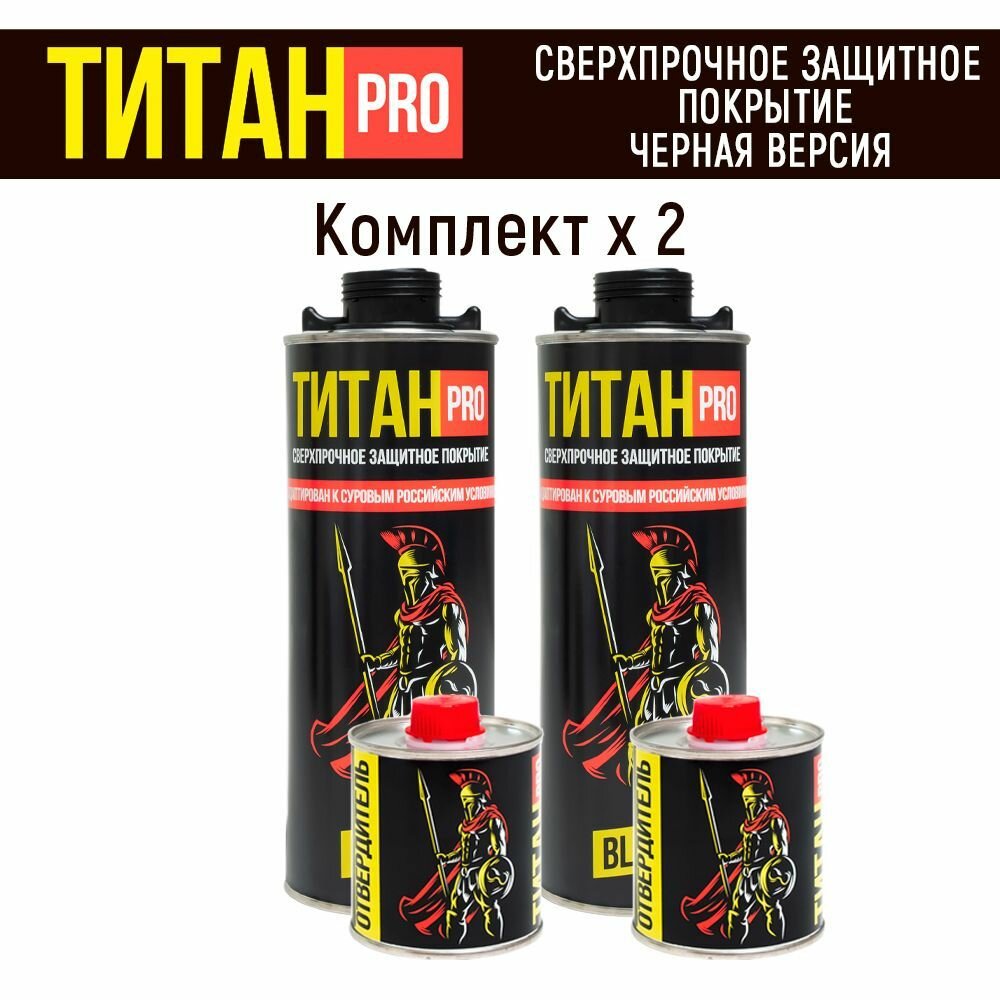 Краска Титан Pro - автомобильная защитная краска -черная (комплект 2 шт)